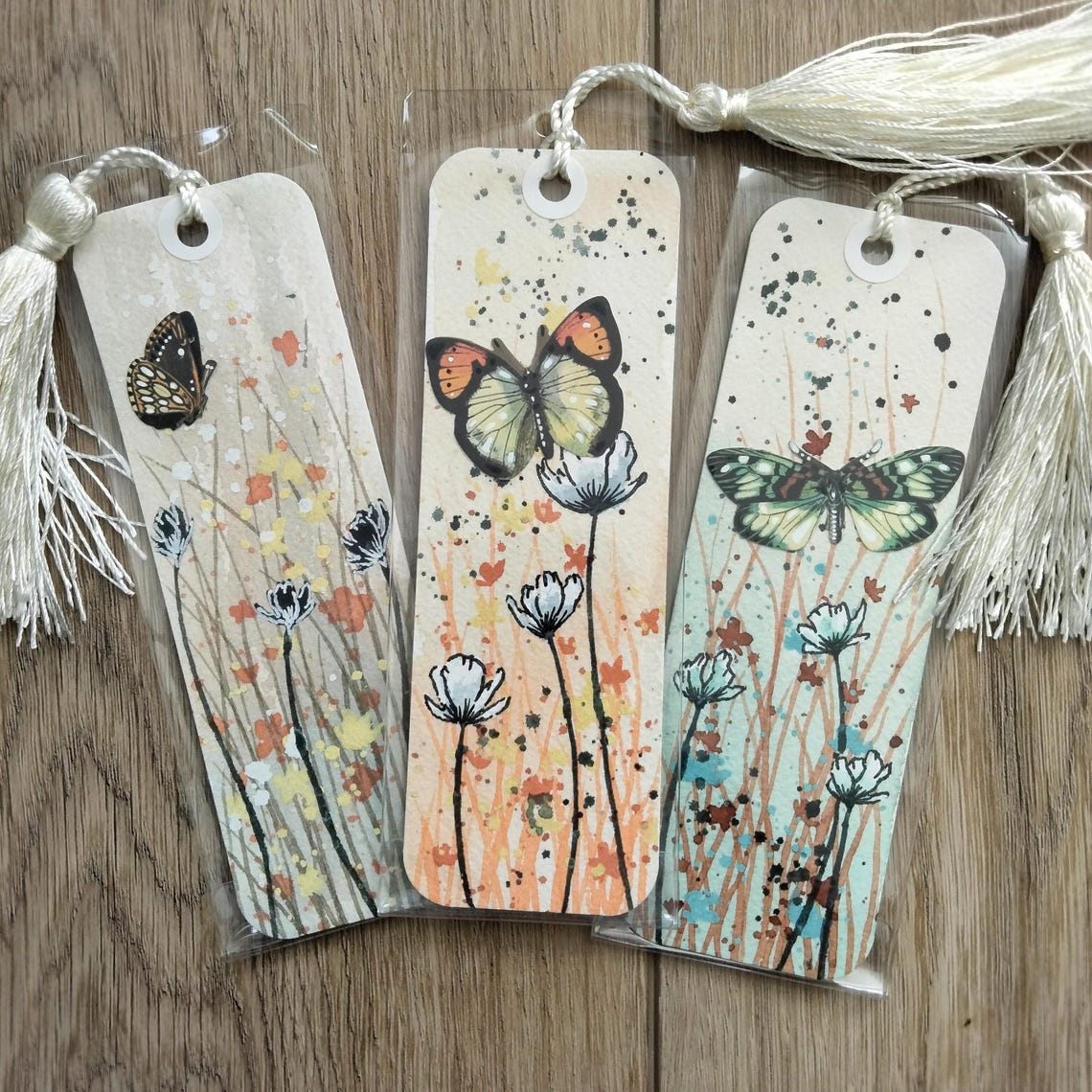 Butterfly and Flower Watercolor Bookmarks - Etsy
