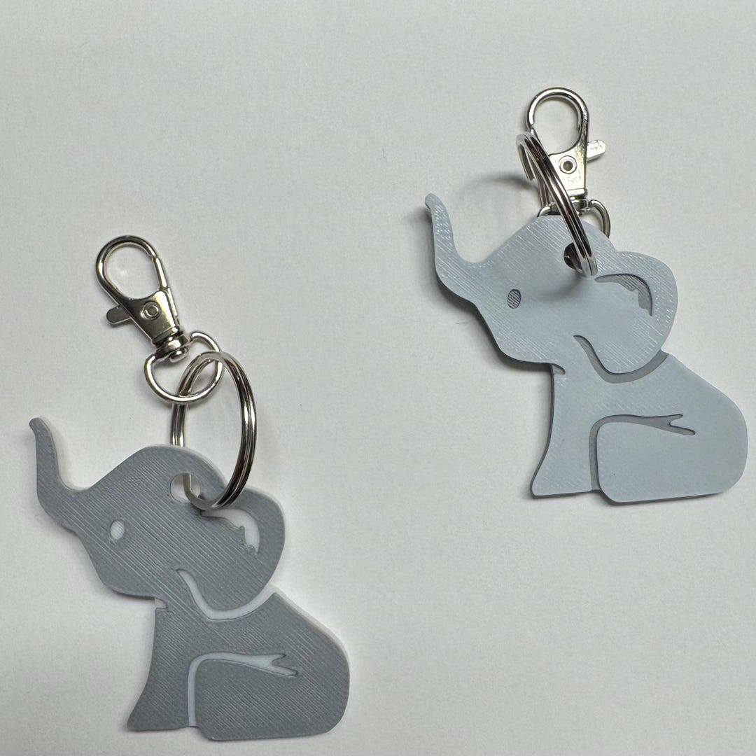 2 Pack Elephant Keychain Bag Charm 3D Printed Great for Backpacks ...