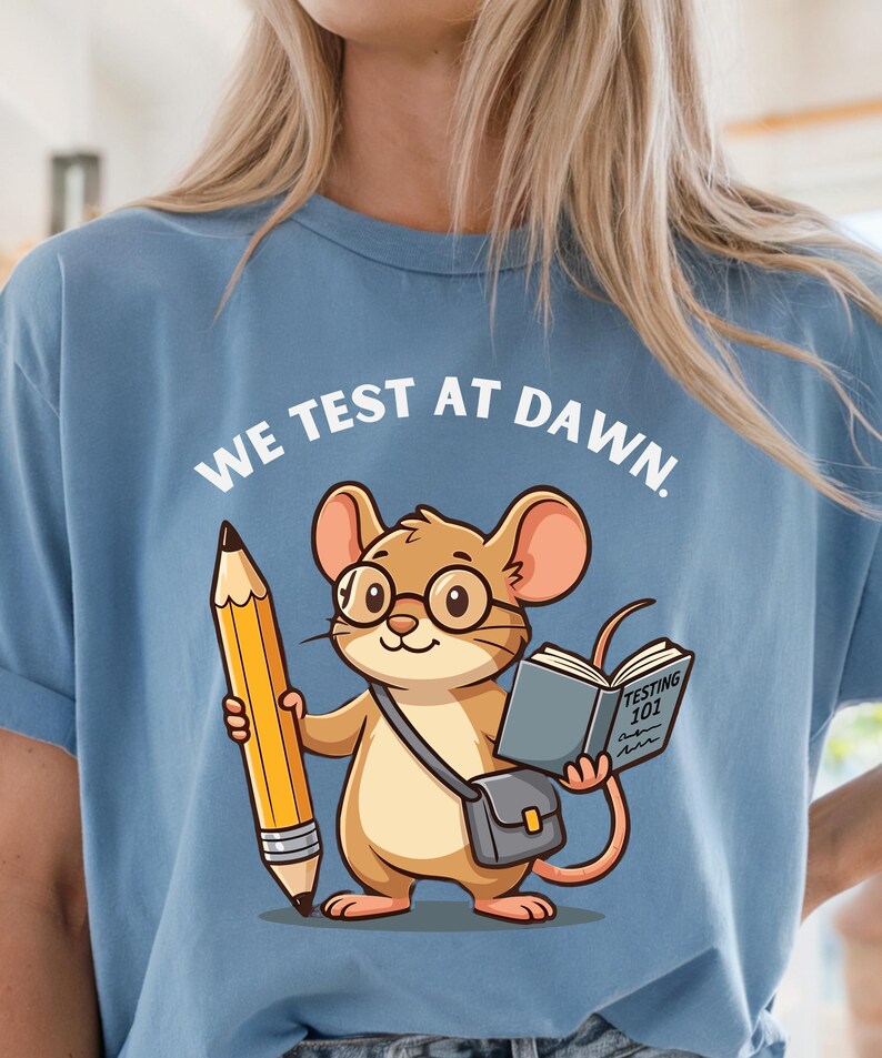 We Test at Dawn PNG | Funny Teacher Testing Day Clipart | Whimsical ...