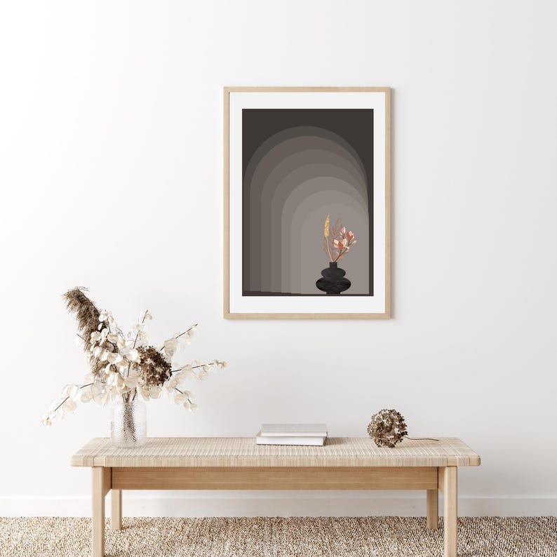 Gray Hues Vase Bouquet Digital Wall Art - Etsy