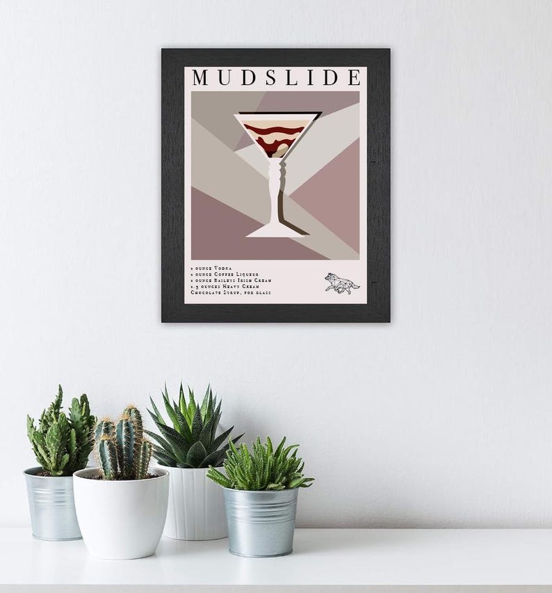 Mudslide Cocktail Print, Wall Art, Cocktail Decor, Bar Cart Alcohol ...