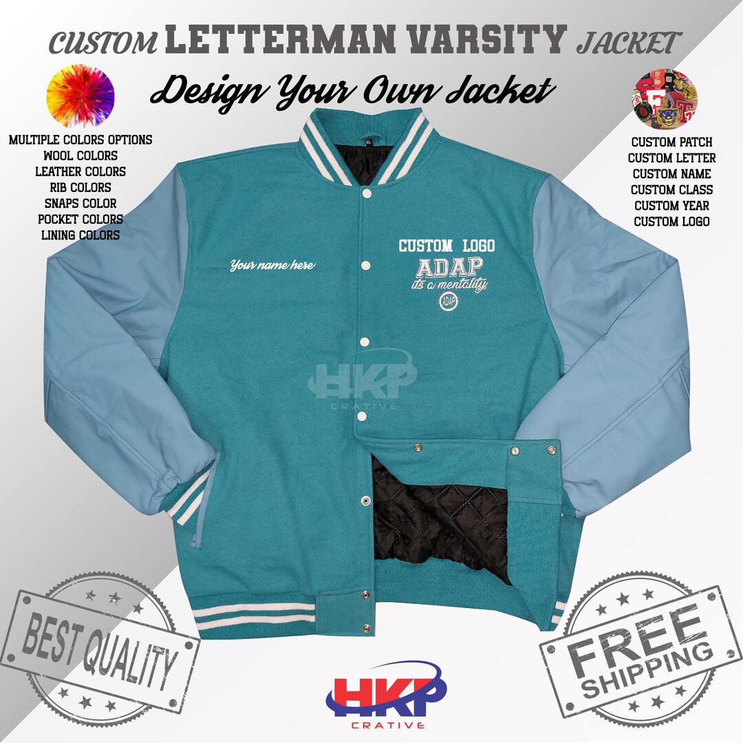 Custom Wool Varsity Jacket: Real Leather Sleeves, Personalized Patches ...