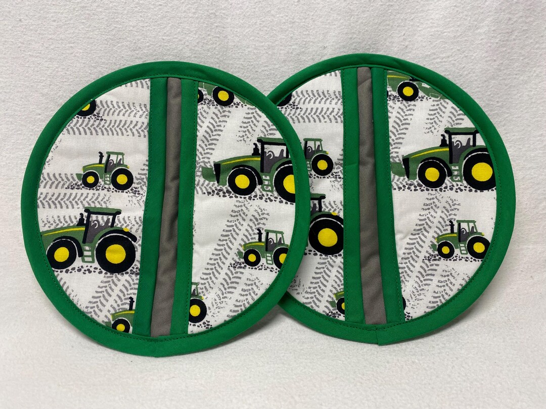 Pot Holder Set 8” Round Tractor - Etsy
