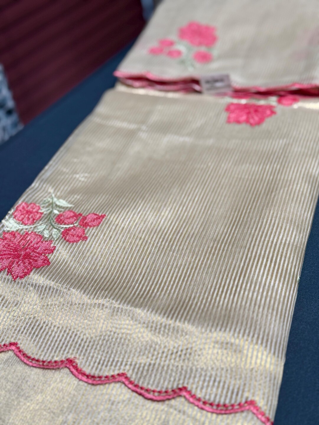 Floral Embroidered Onam Saree - Etsy