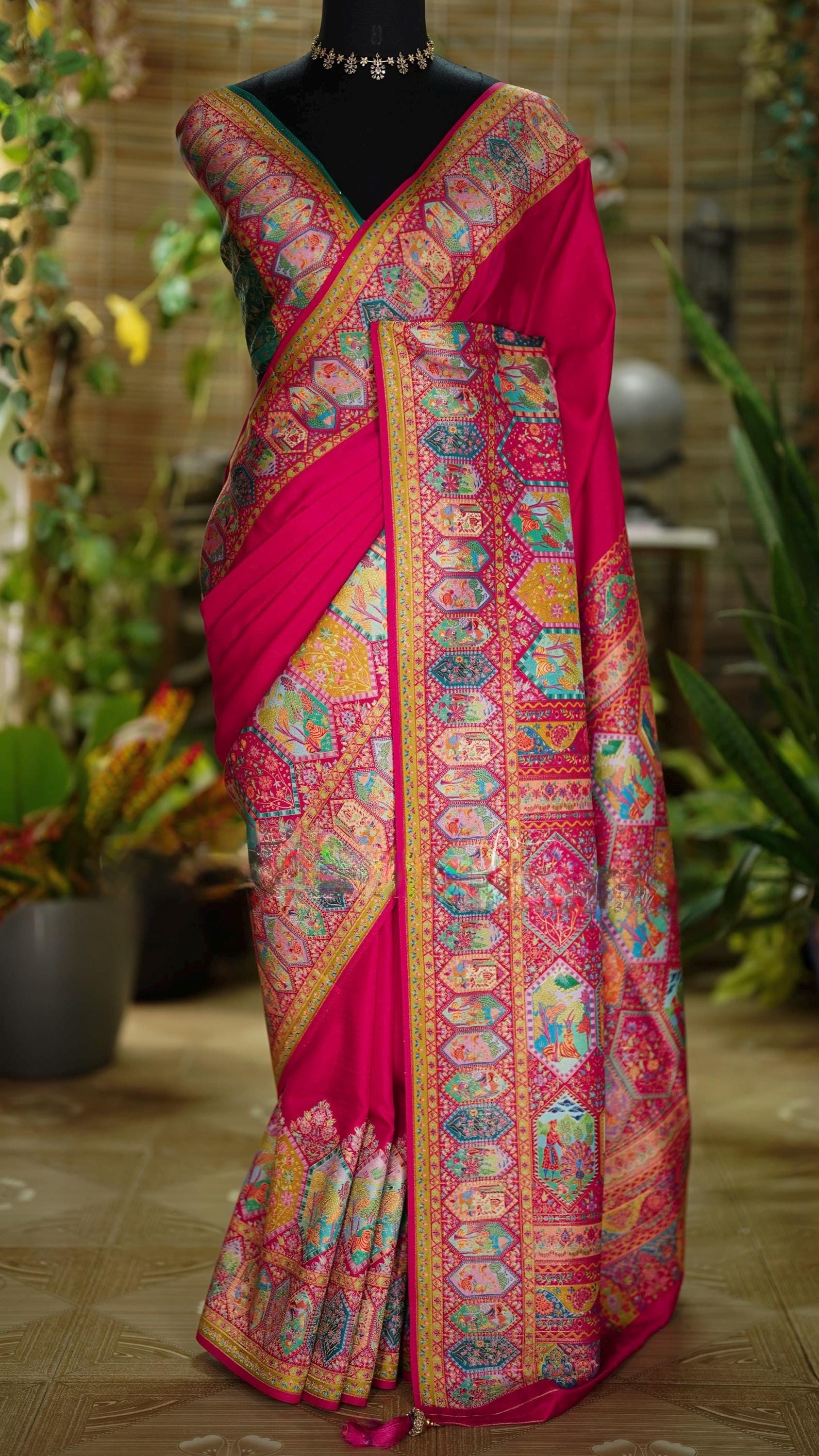 Pure Modal Silk Saree | Jamewar Meenakari Weaving | Kashmiri Kani ...