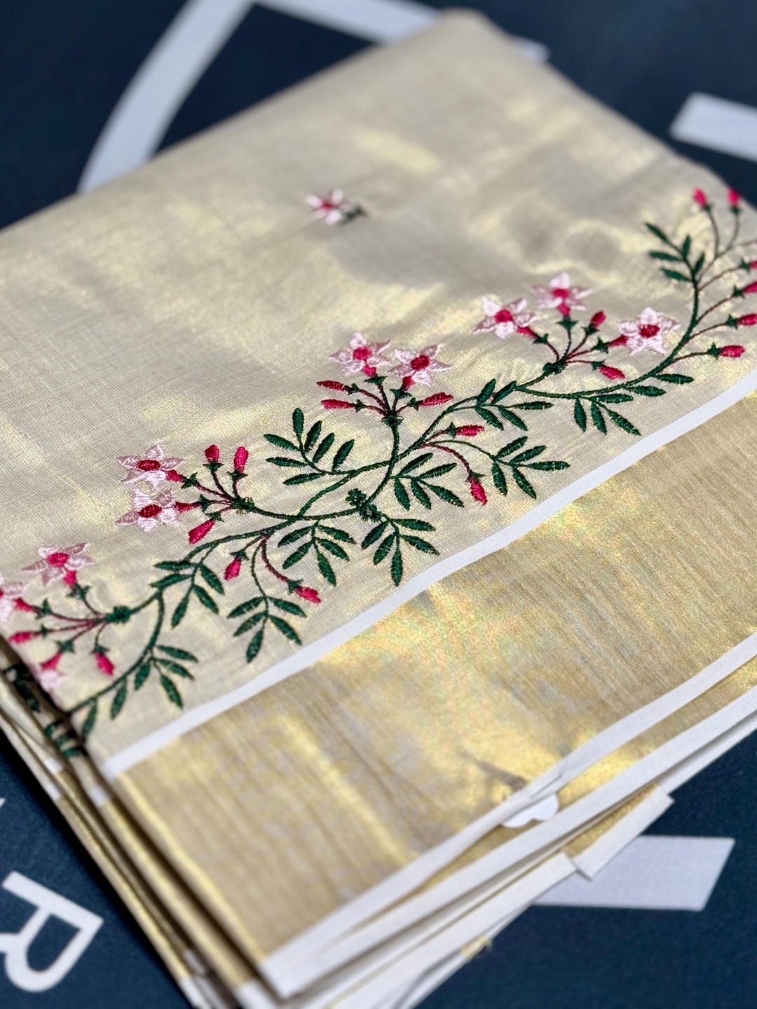 Onam Premiun Highly Embroidered Saree - Etsy