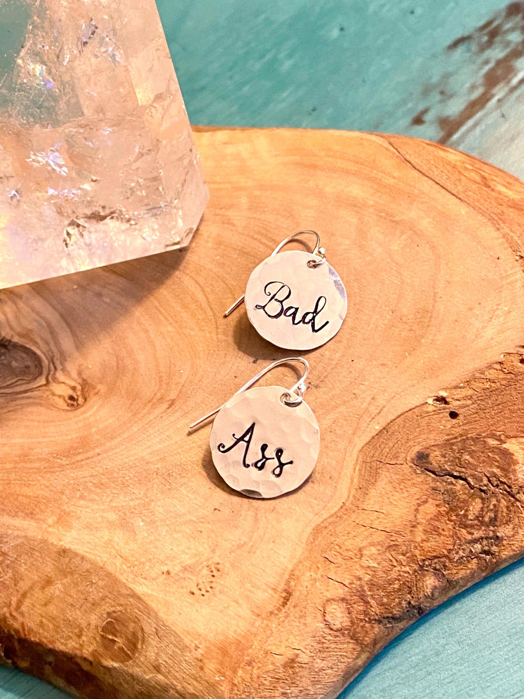 Sterling Silver Badass Earrings: Hand Stamped Curse Word Jewelry - Etsy