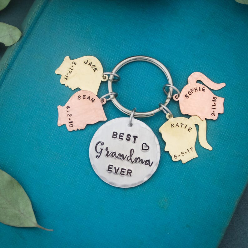 Personalized Silhouette Keychain Key Chain for Grandmother - Etsy