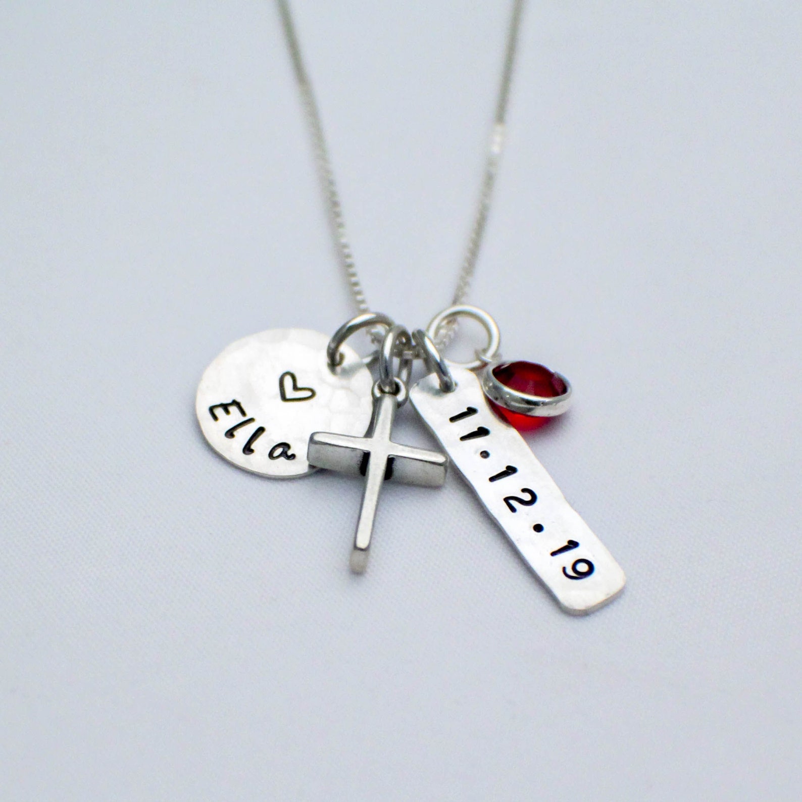 Personalized Cross Charm Necklace in Sterling Silver - Etsy