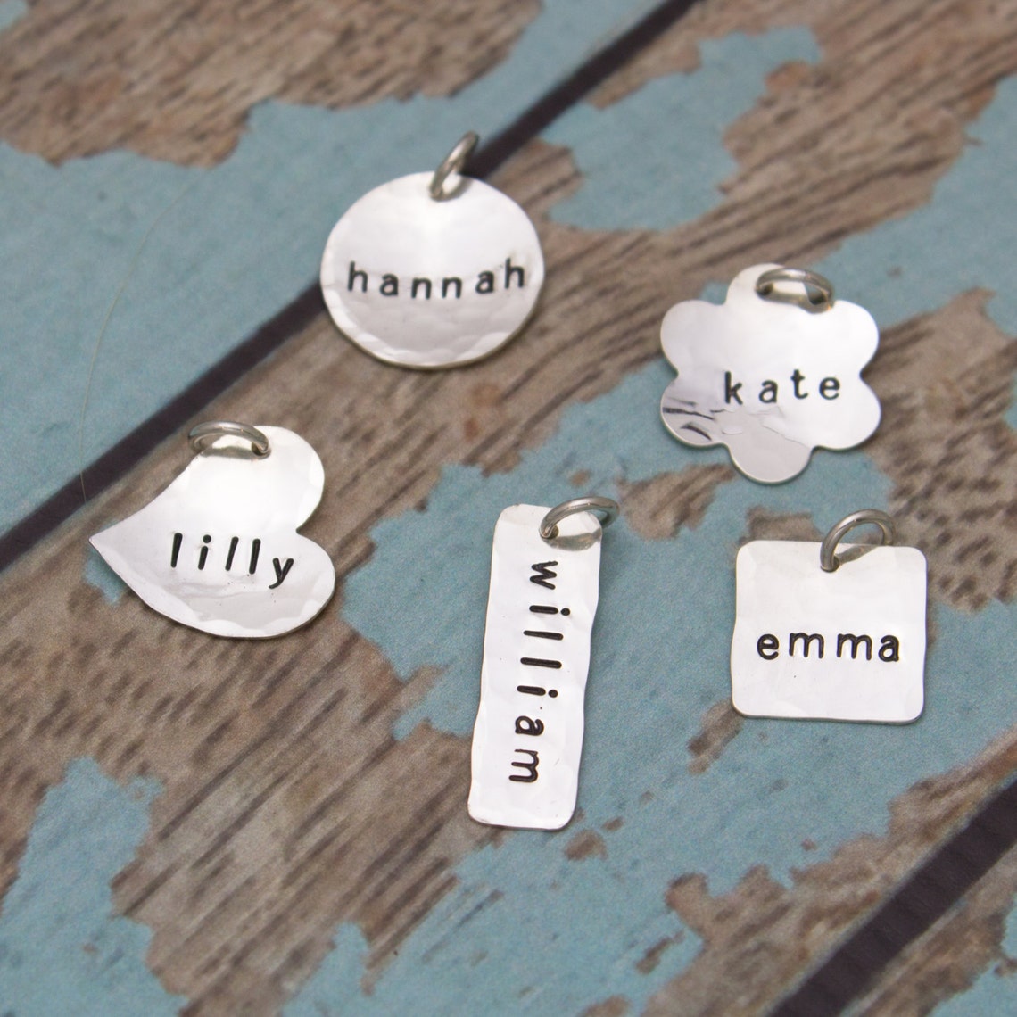 Sterling Silver Personalized Hand Stamped Charms Choose Your - Etsy