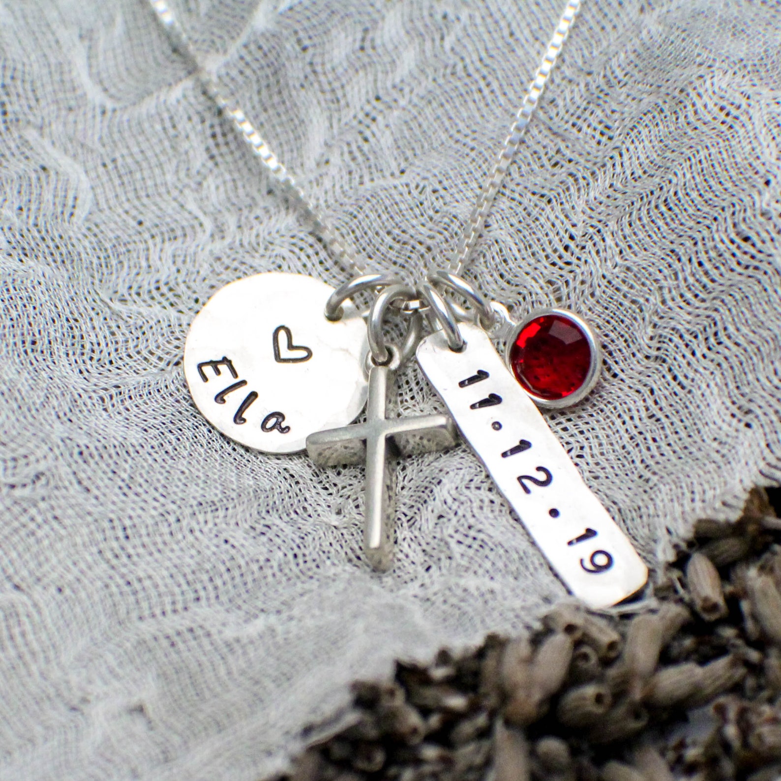 Personalized Cross Charm Necklace in Sterling Silver - Etsy