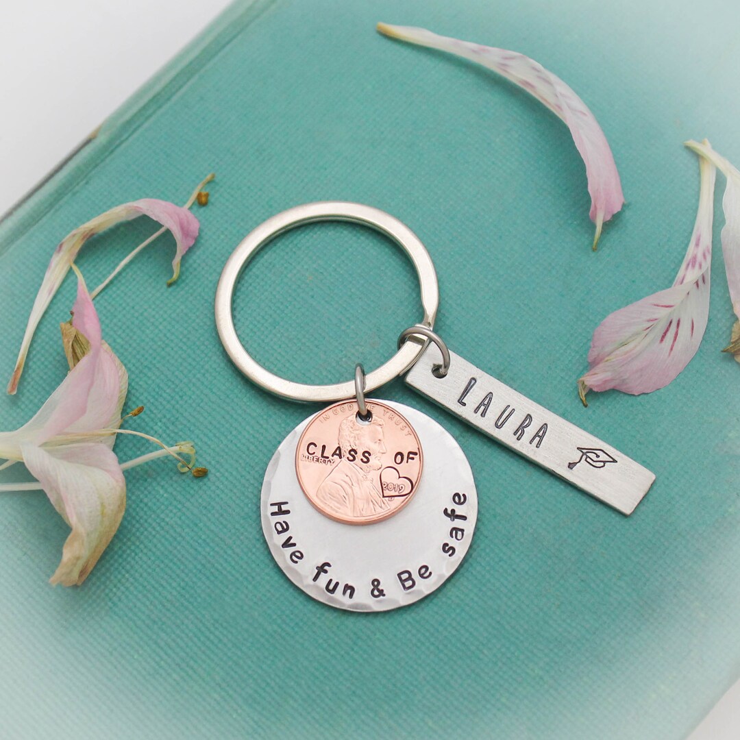 Personalized Lucky Keychain, Have Fun Be Safe Keychain Grad Gift, Lucky ...