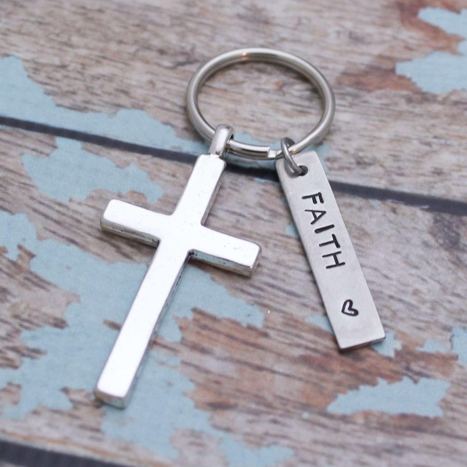 Faith Cross Key Chain Cross Key Chain Faith Keychain - Etsy