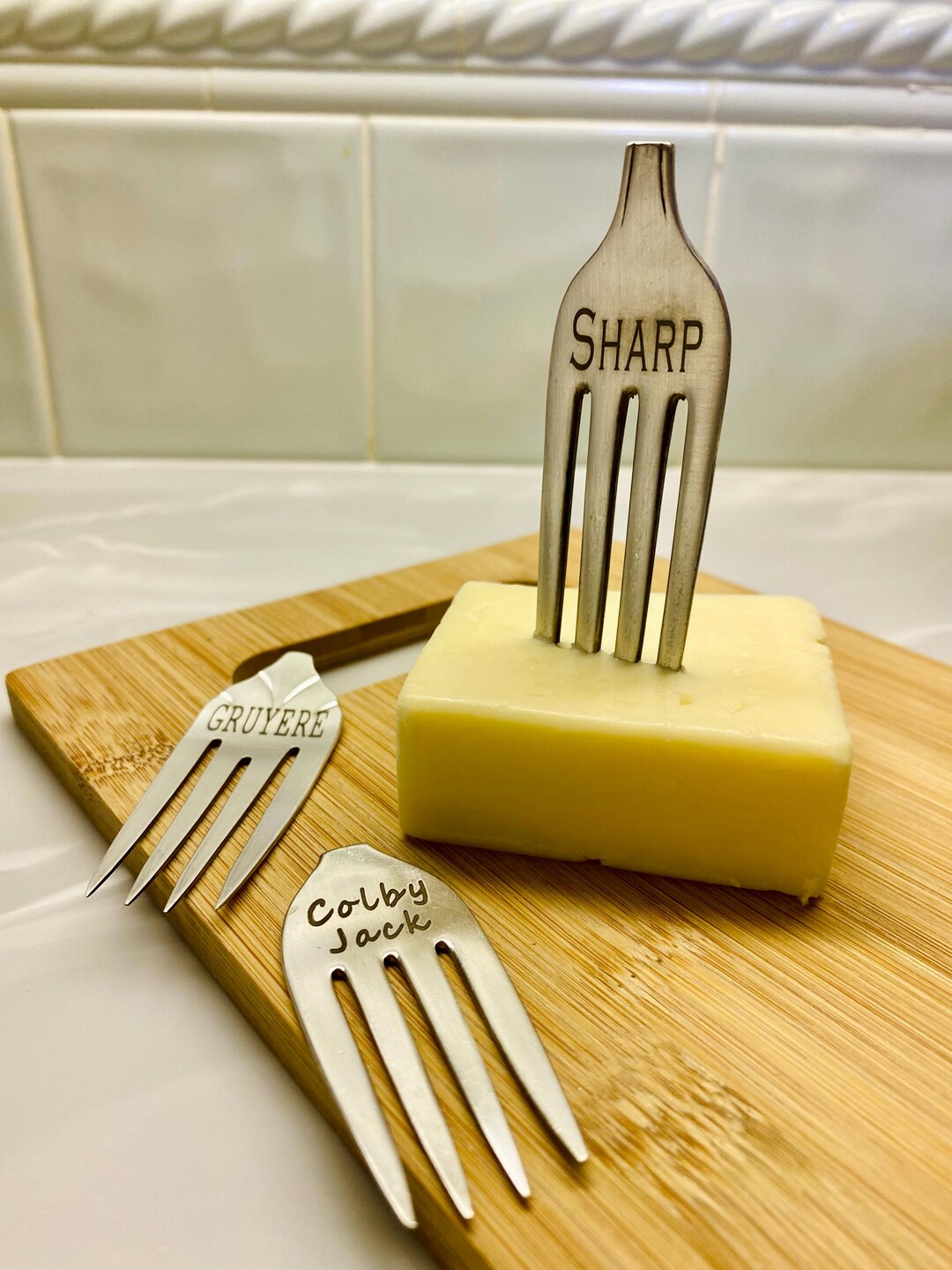 Vintage Silver Fork Cheese Markers: Engraved Charcuterie Board Decor - Etsy