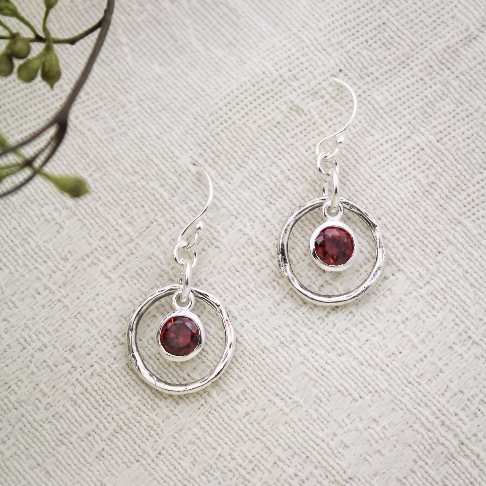 January Birthstone Earrings, Garnet Birthday Gift - Etsy