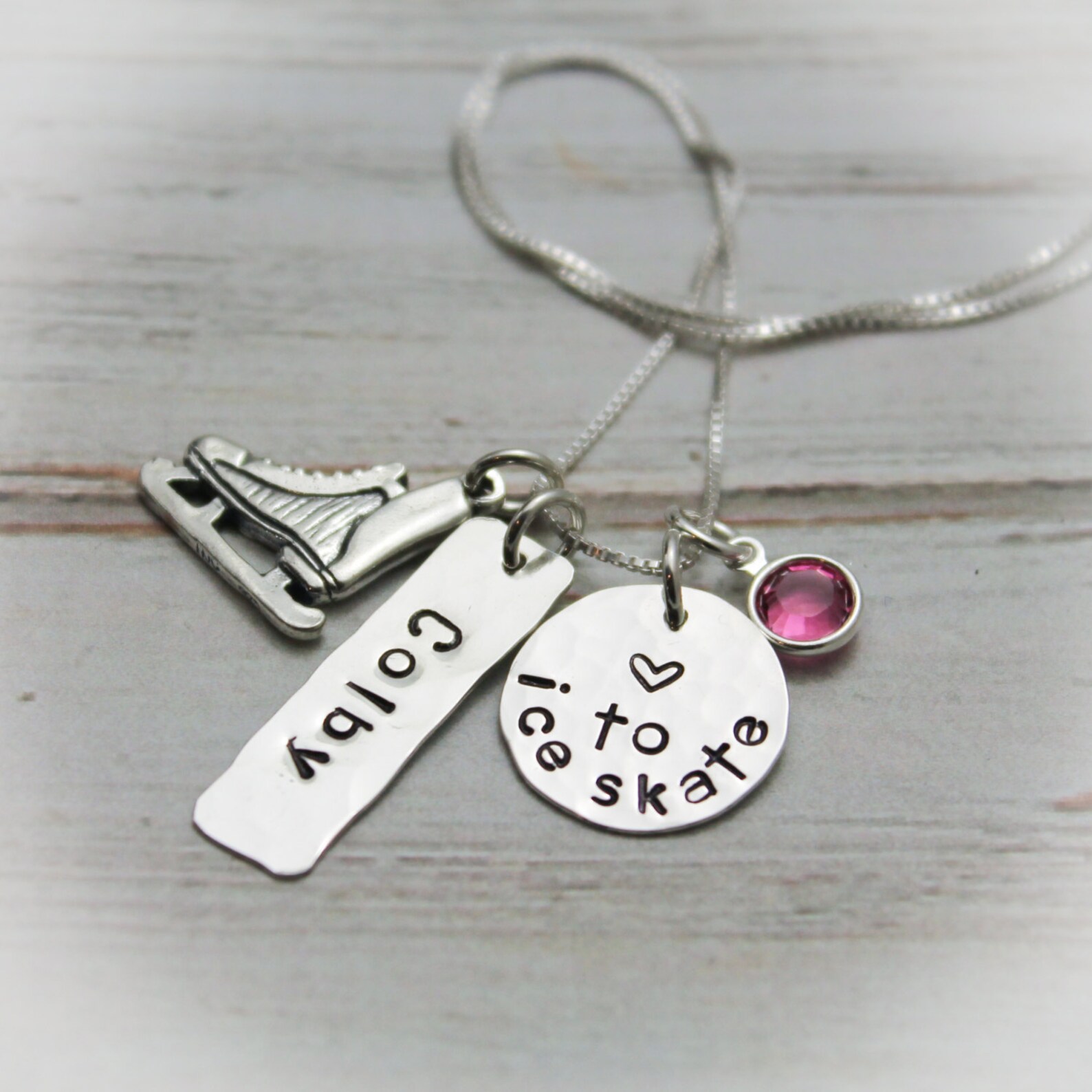 Ice Skating Sterling Silver Personalized Hand Stamped Necklace - Etsy