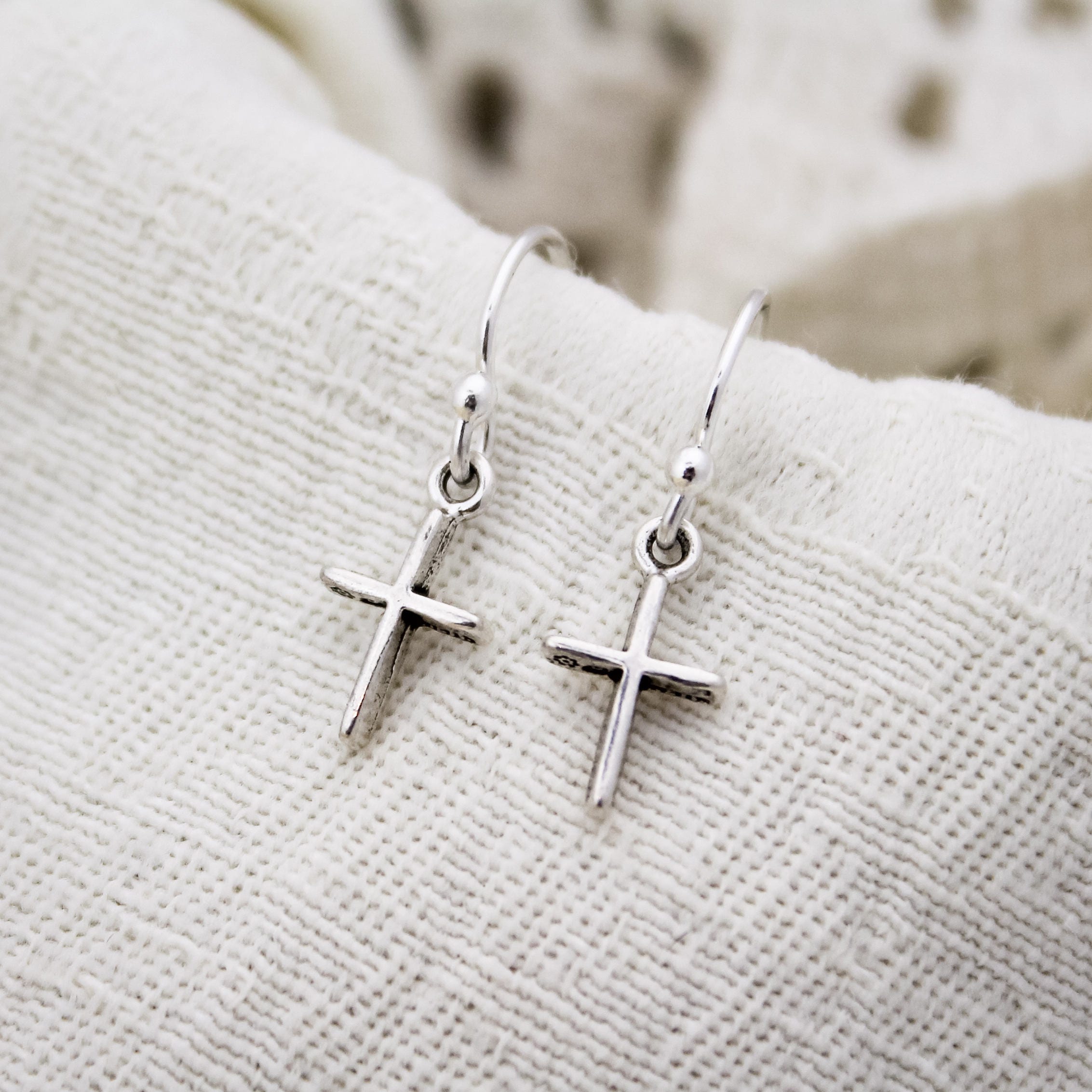 Tiny Sterling Silver Cross Earrings: Minimalist Faith Jewelry - Etsy