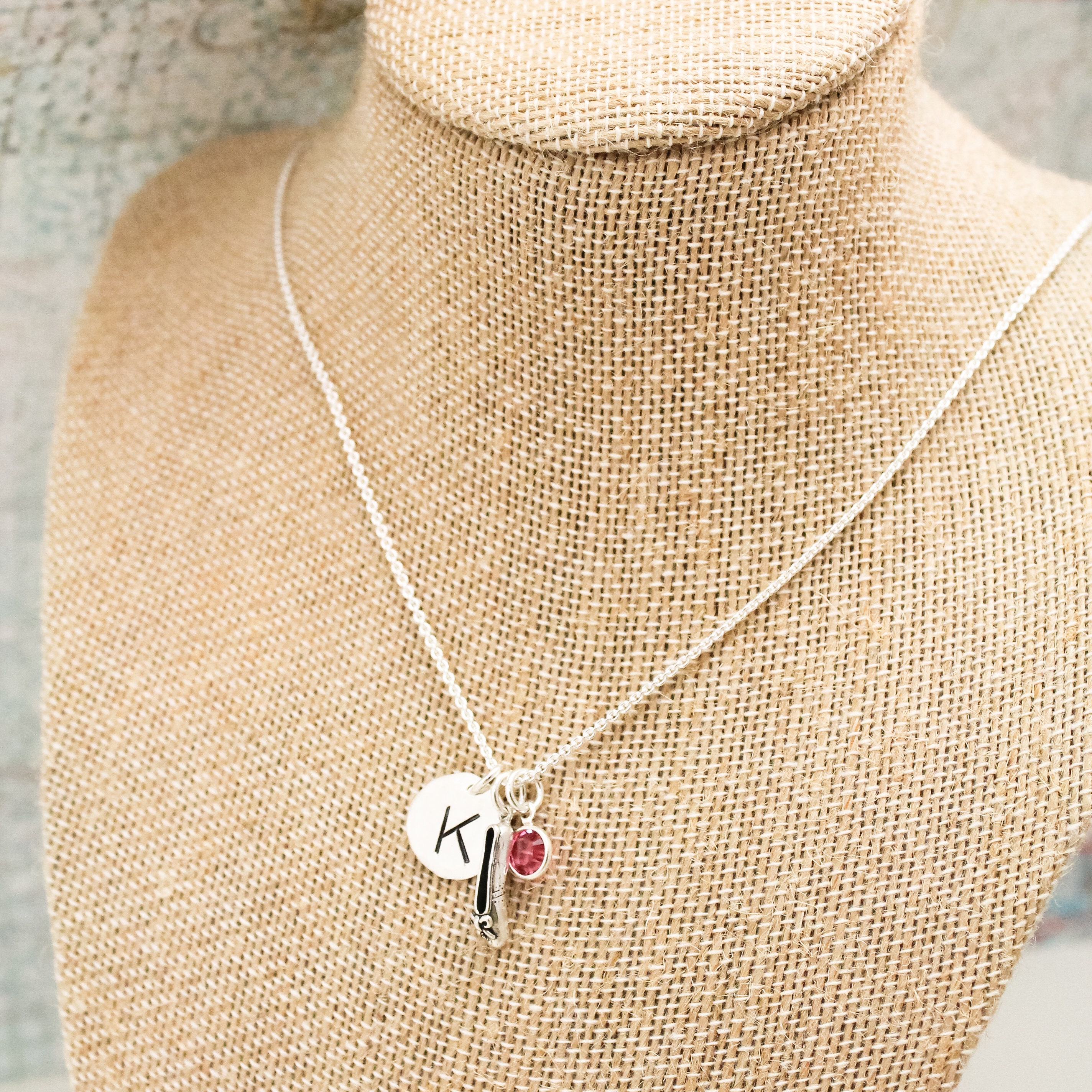 Sterling Silver Dancer Charm Necklace: Personalized Initial ...