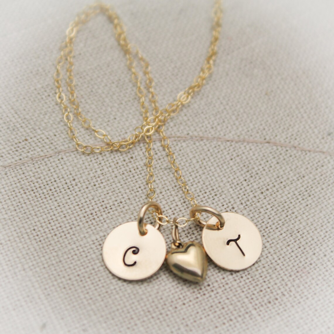 14K Gold Filled Couples Two Initial Monogram Necklace With - Etsy