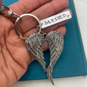 Angel Wing Key Chain, Blessed Personalized Purse Charm - Etsy
