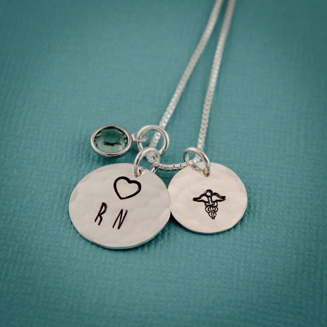 Hand Stamped RN Sterling Silver Necklace: Personalized Nurse Gift - Etsy
