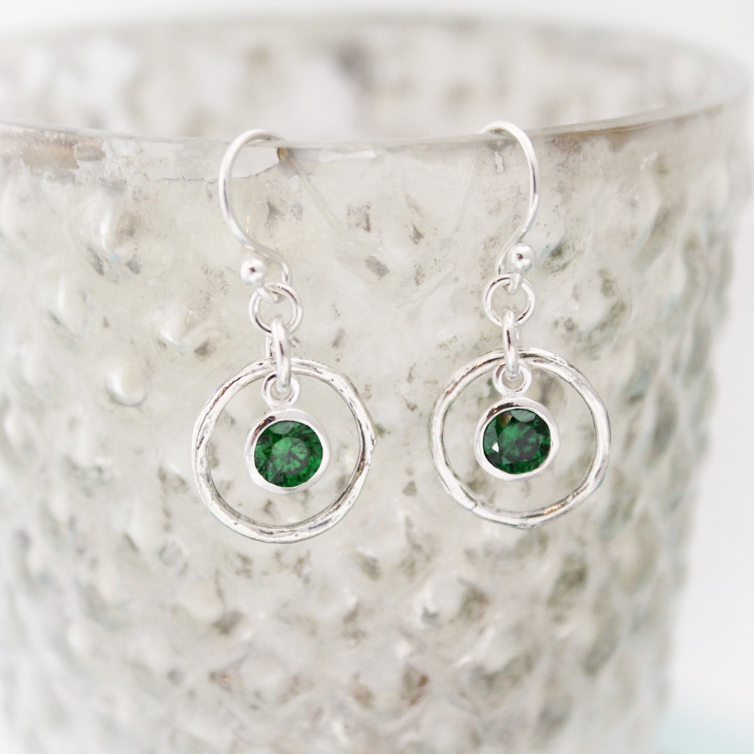 Sterling Silver Emerald Earrings: May Birthstone Jewelry - Etsy