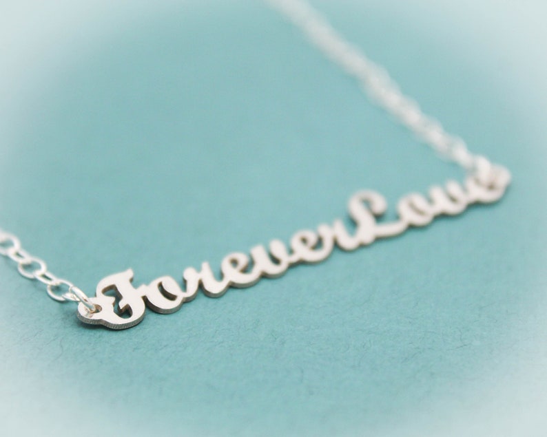 Forever Love Script Necklace Personalized Script Necklace - Etsy