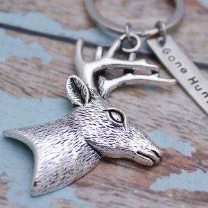 Gone Hunting Deer Buck Keychain, Personalized Hand Stamped Deer ...
