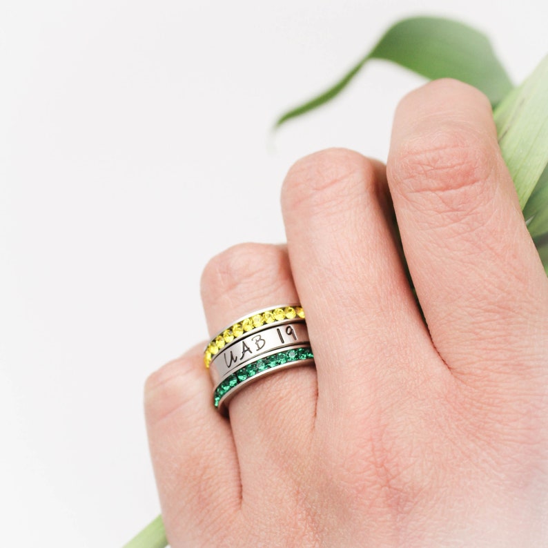 Personalized Stacking Graduation Ring Set Customized Silver | Etsy