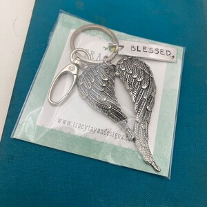 Angel Wing Key Chain, Blessed Personalized Purse Charm - Etsy