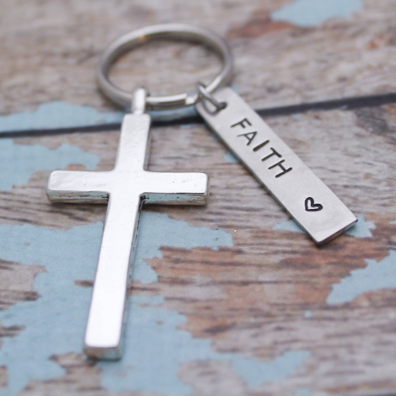 Faith Cross Key Chain Cross Key Chain Faith Keychain - Etsy
