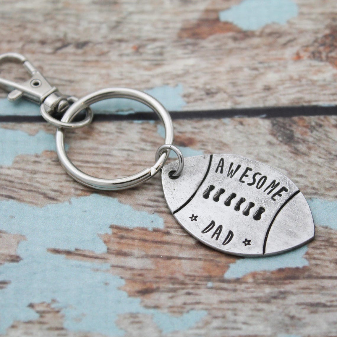 Awesome DAD Keychain Personalized Hand Stamped Father Gift - Etsy