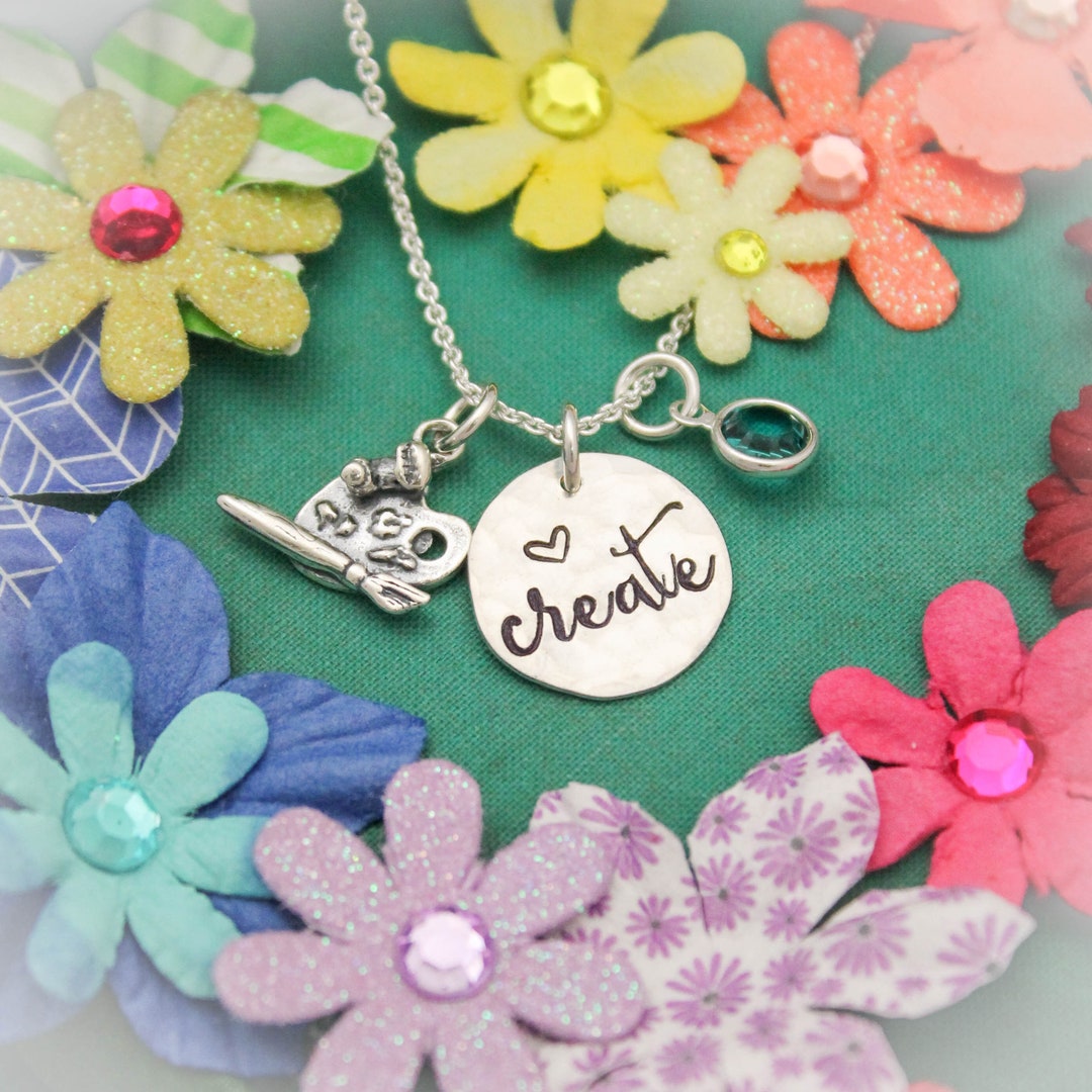 Create Necklace, Gift for Artist, Art Teacher Gift, Artist Palette ...