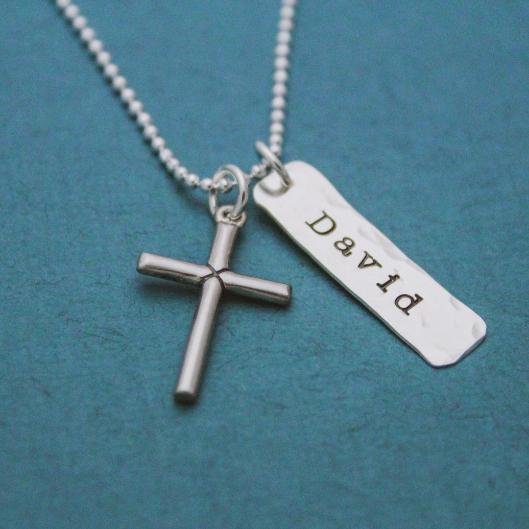 Personalized Boys Cross Necklace Boys Confirmation or First - Etsy