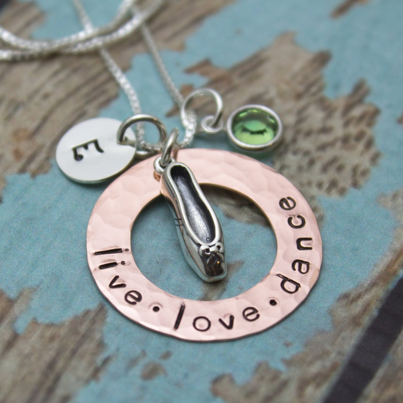 Dance Ballet Dancer Charm Necklace Copper Washer and Sterling Silver ...