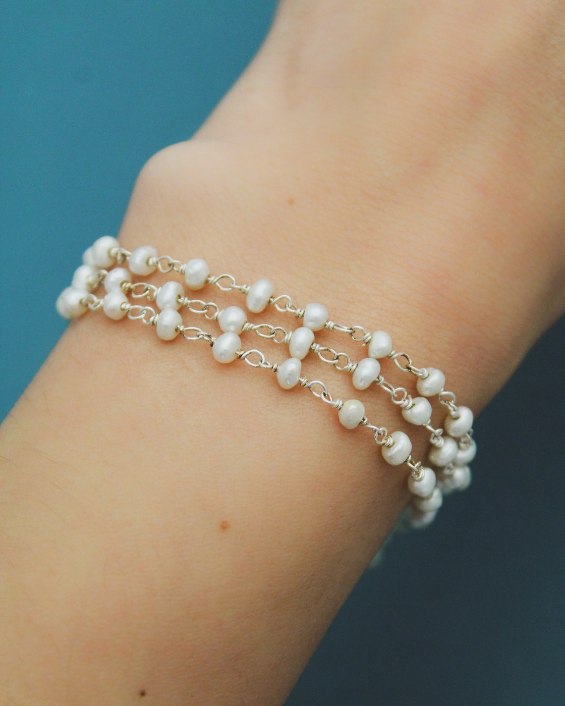 Freshwater Pearl Chain Bracelet Delicate Pearl Bracelet - Etsy