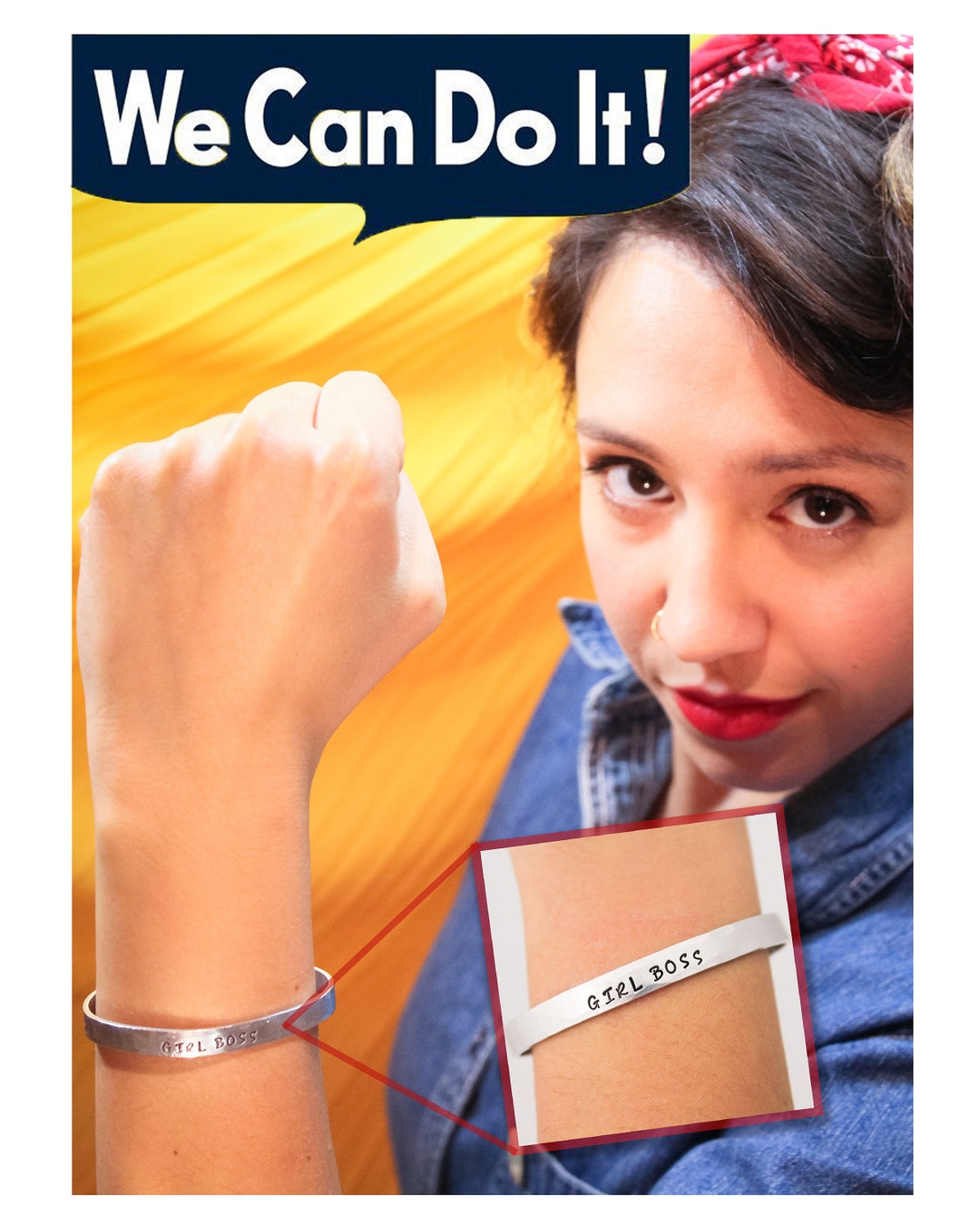 Girl Boss Cuff, Girl Boss Bracelet, Inspirational Bracelet, Boss Lady ...