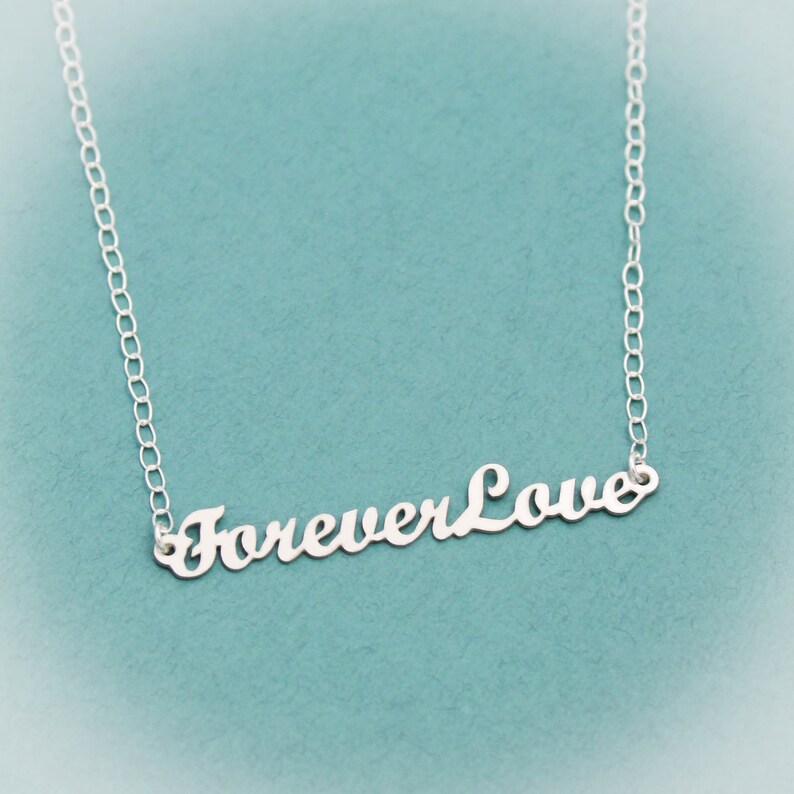 Forever Love Script Necklace Personalized Script Necklace - Etsy