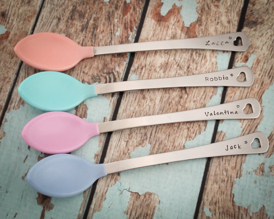 Personalized Baby Spoon, Hand Stamped Baby Spoon for Boy, Custom Baby ...