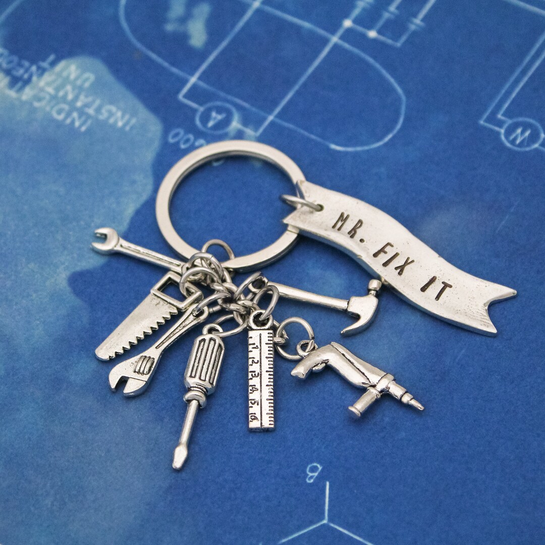 Mr. Fix It Keychain, Dad Daddy Key Chain, Contractor Keychain, Grandpa ...
