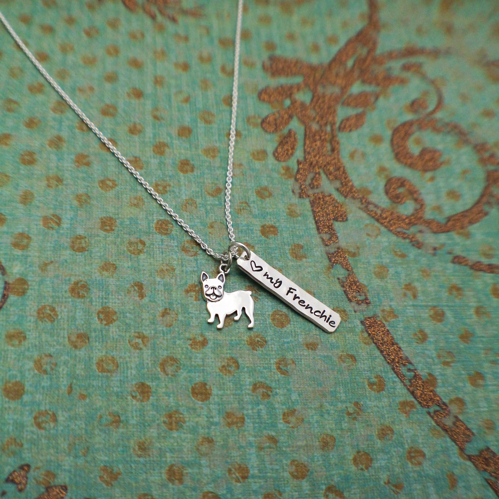 LOVE My Frenchie Necklace Sterling Silver French Bulldog - Etsy