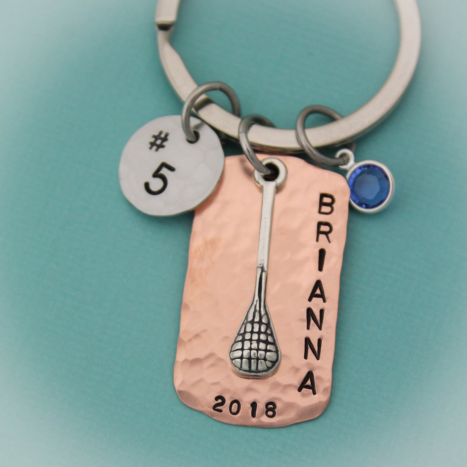 Personalized Lacrosse Team Keychain, LAX Team Gift, Copper Lacrosse ...