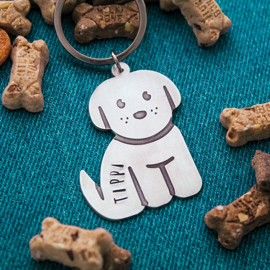 Woof Personalized Dog Hand Stamped Aluminum Keychain, Dog Keychain Gift ...