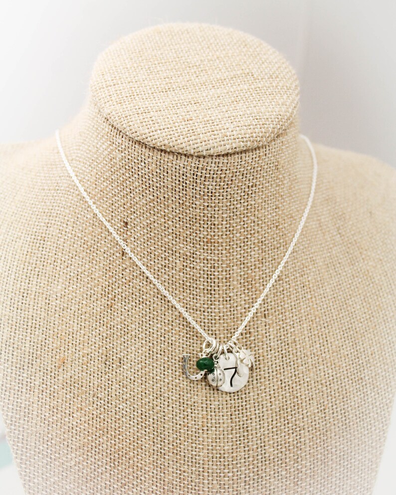 Lucky Charms Necklace With Number 7 Shamrock Horseshoe | Etsy