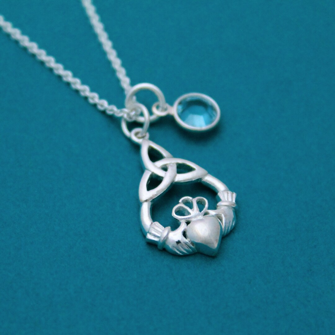 Claddagh Birthstone Necklace Claddagh Gift Claddagh Irish - Etsy