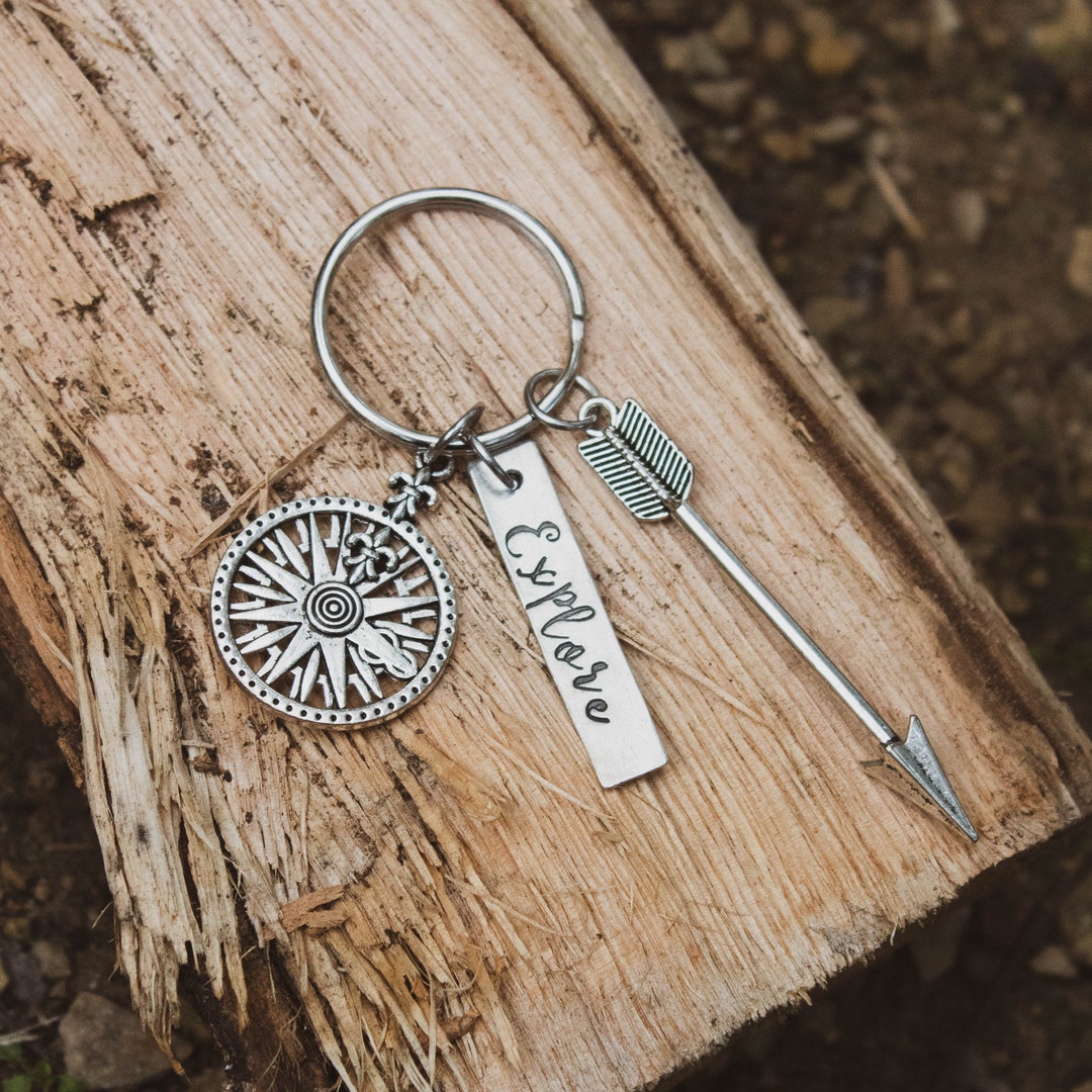 Explore Arrow Key Chain, Adventuring Keychain, Hiker Gift, Outdoorsy ...
