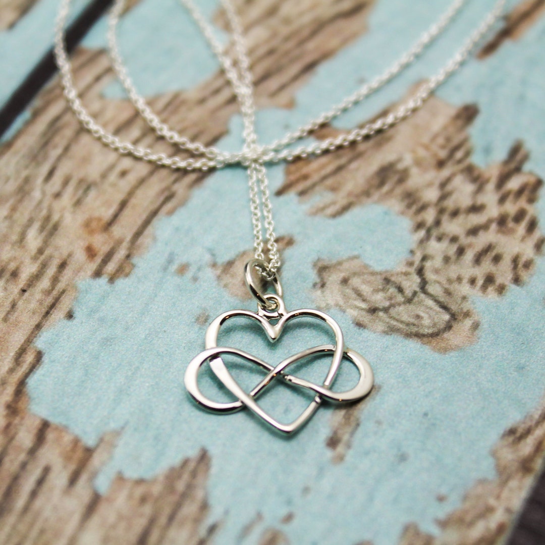 Infinity Heart Charm Necklace in Sterling Silver - Etsy