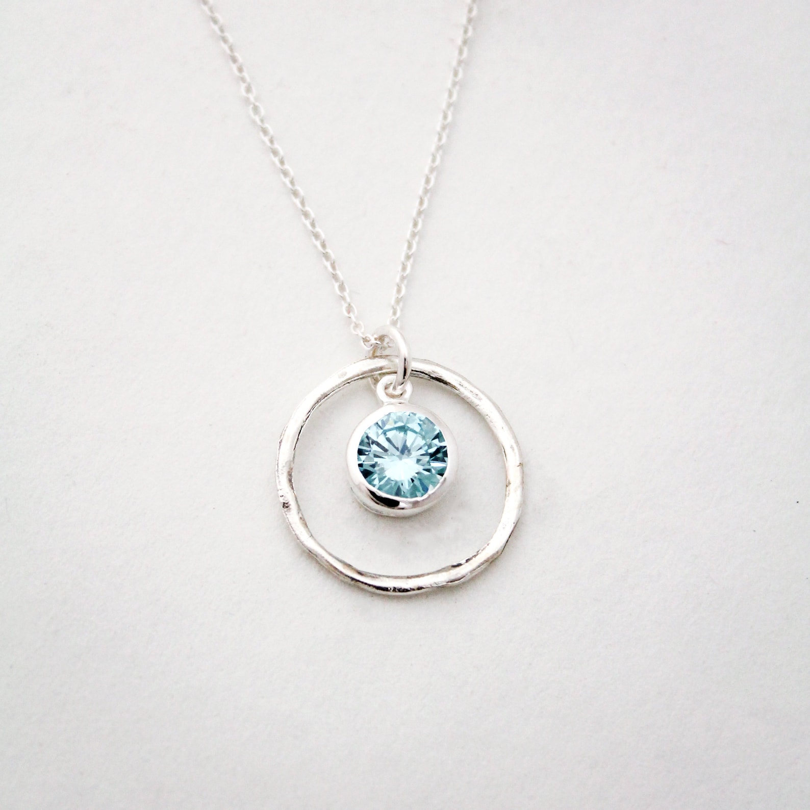March Birthstone Necklace, Aquamarine Jewelry, March Birthday Gift ...