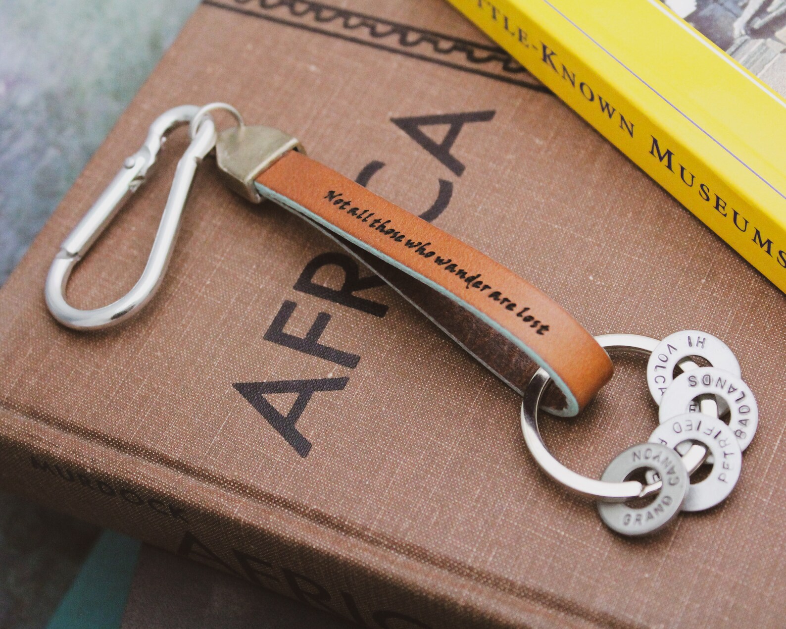 Leather Travel Key Chain Adventuring Keychain Hiker Gift | Etsy