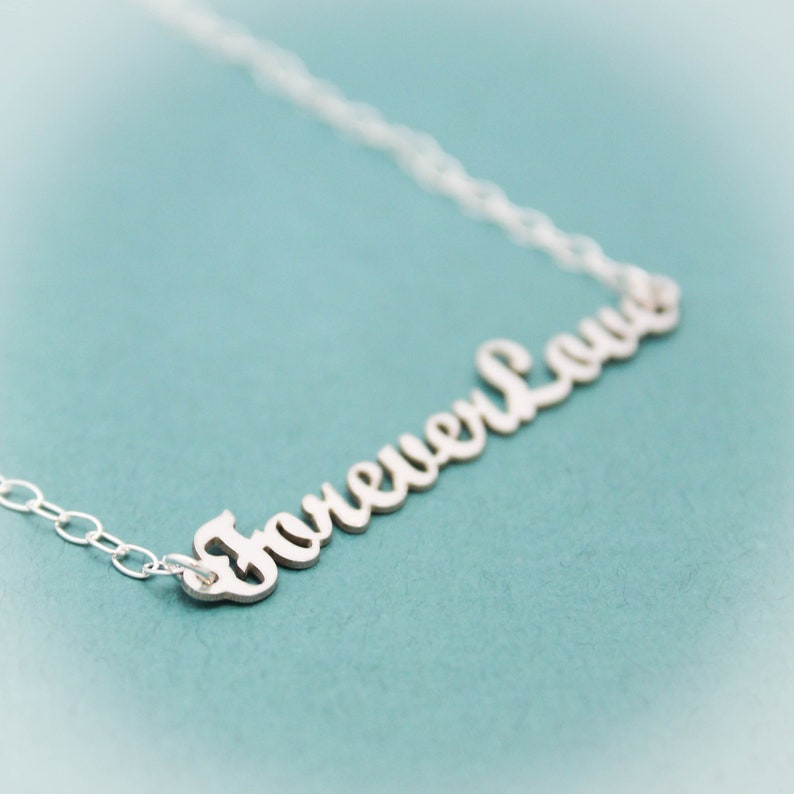Forever Love Script Necklace Personalized Script Necklace - Etsy